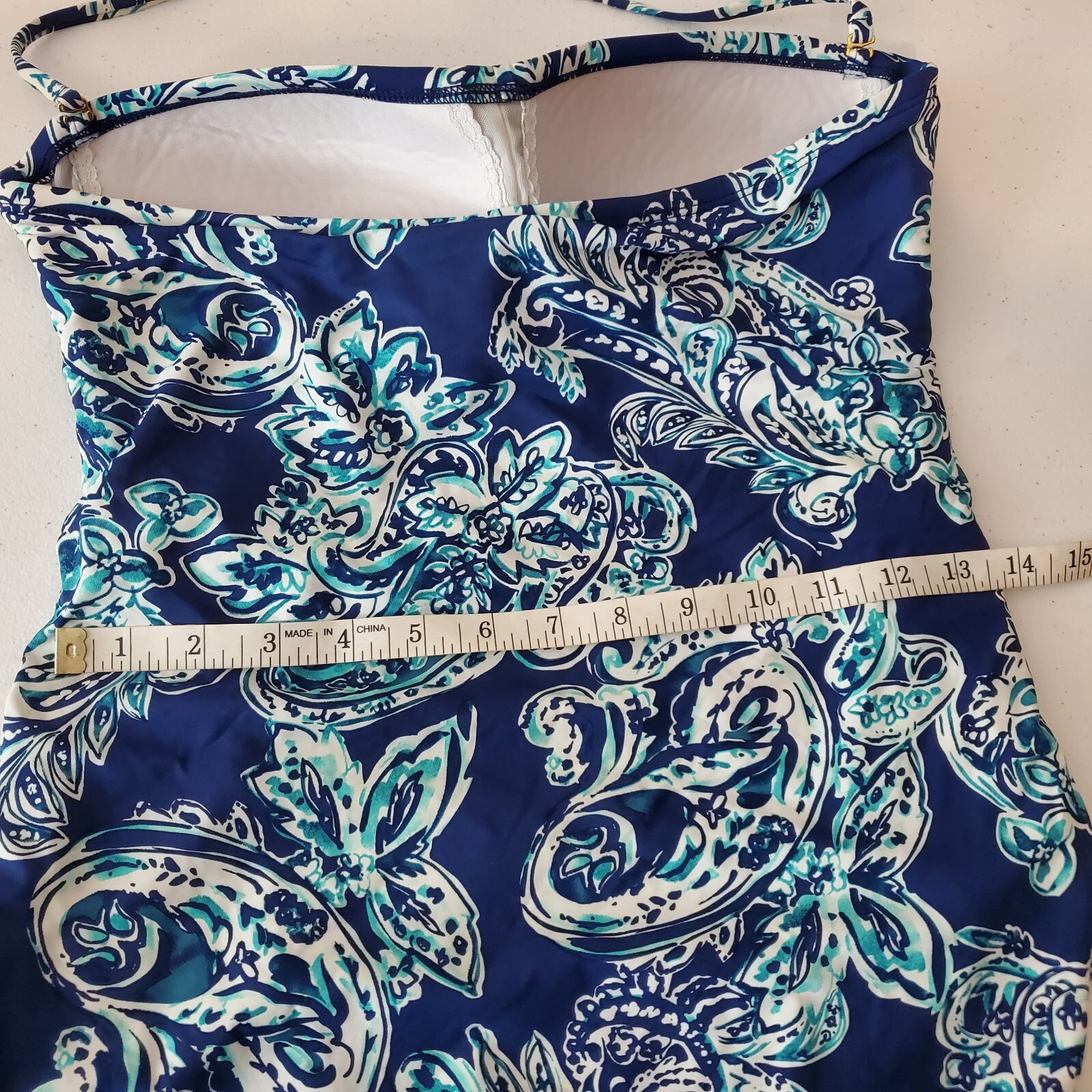 Lauren Ralph Lauren One piece Swimsuit 10 Blue White … - Gem