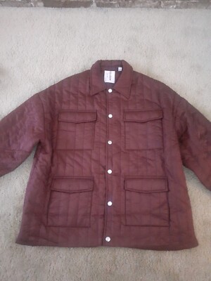 Collusion mens vertical quilted jacket size large colour burgundy | eBay UK
