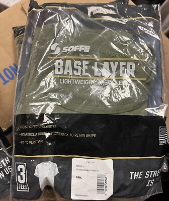 MILITARY USMC OD GREEN T-SHIRTS M280 3PK SOFFE (Size S) 50/50 POLY ...