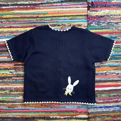 Marisa Christina Easter Bunny Rabbit Navy Blue Short Sleeve Sweater ...