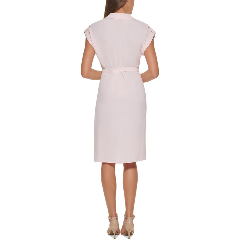 Tommy Hilfiger Womens Pink Short Sleeve Collar Knee Shirtdress 8 BHFO ...