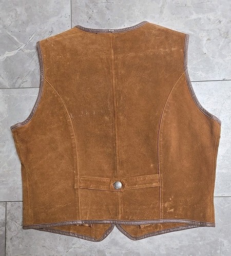 Cripple Creek Mens XL Vest Brown Suede Leather Snap Up Western Cowboy ...