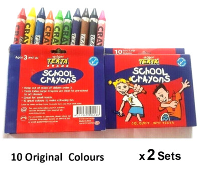 2 x TEXTA 0004591 Original 10 Extra Large Crayons Wrapped 10 Colours ...