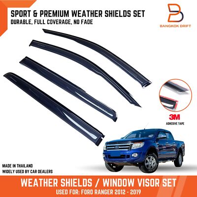WEATHER SHIELD WINDOW VISOR RAIN GUARD FOR FORD RANGER T6 12-21 RAPTOR ...
