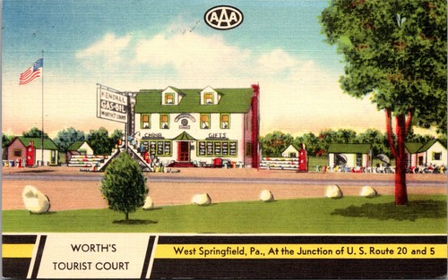 WEST SPRINGFIELD, PENNSYLVANIA - WORTH'S ROADSIDE TOURIST COURT - LINEN ...