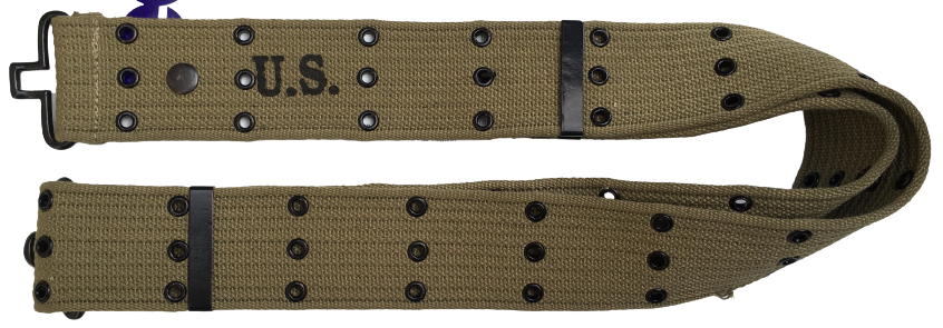WWII M1 Army Webbing Canvas Belt Reproduction OD Green with U.S Marking ...