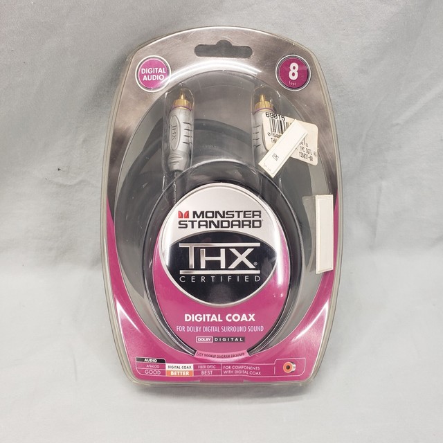 (1) Monster THX I100dcx Standard Digital RCA Coax Audio Cable 8ft Gold ...