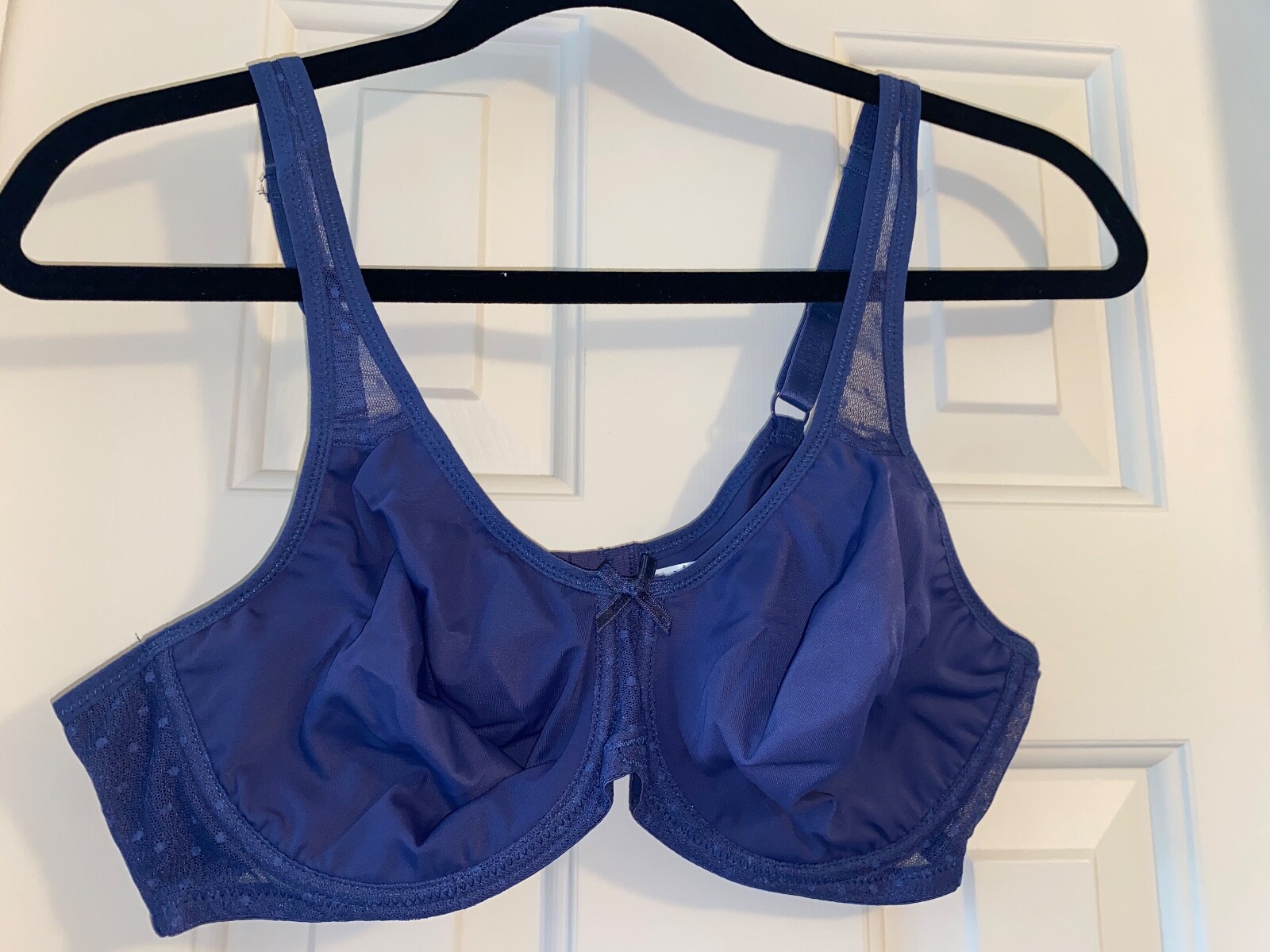 BARELY BREEZIES Microfiber Underwire Bra w/ Swiss Dot Lace Detail ...