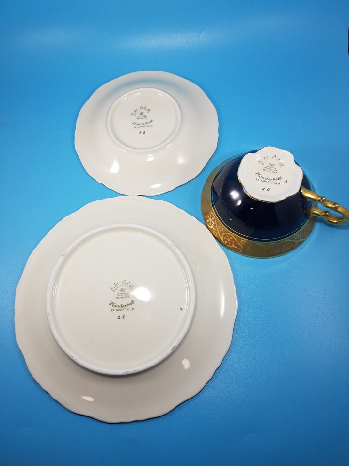 Vinatge Waldershof Bavaria Germany Echt Cobalt Teacup Saucer Trio Plate ...