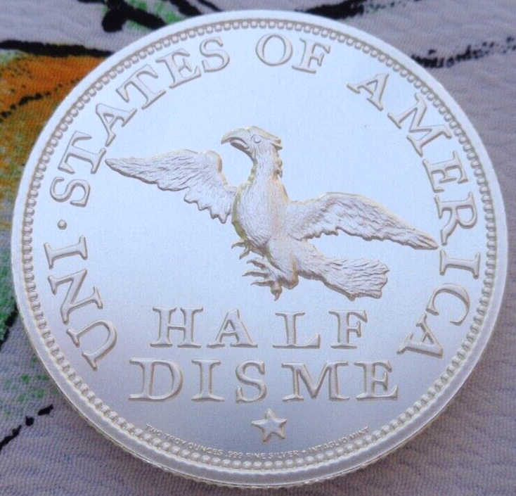 2 oz. 1792 HALF DISME - JUDD 7 Coin Tribute BU rounds .999 fine silver ...