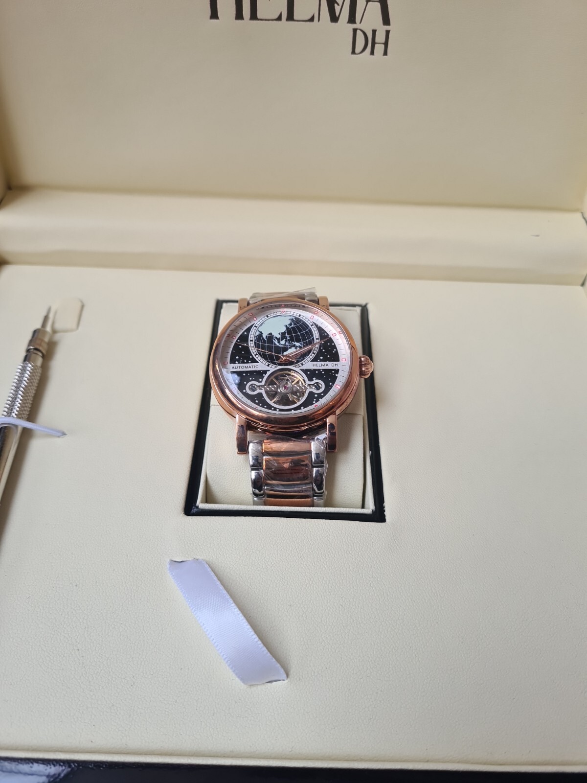 Helma DH automatic open heart watch World View Men's Watch No W125 RRP ...