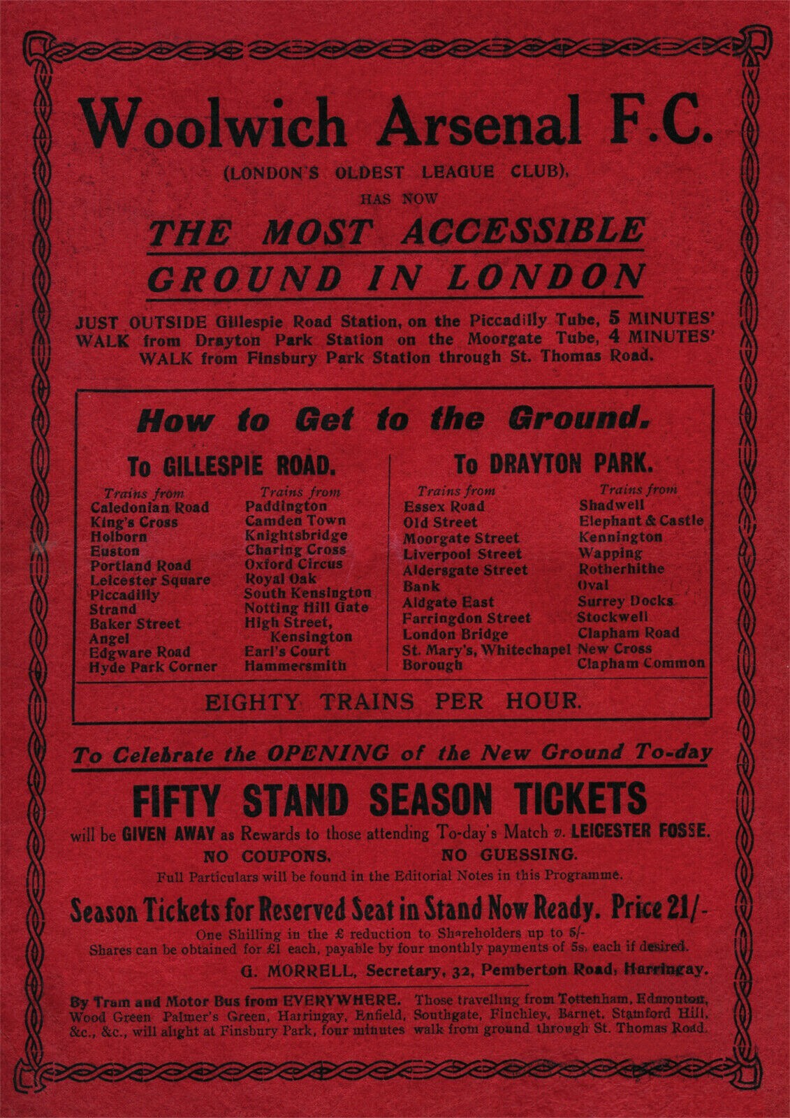 Arsenal 1913 First Match At Highbury Advertising POSTER | eBay