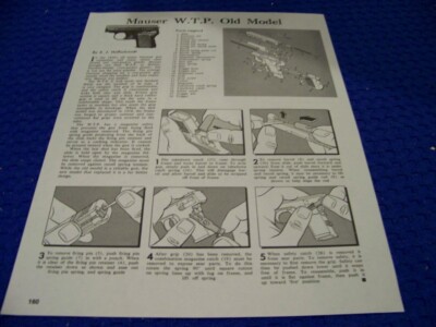 MAUSER W.T.P. OLD MODEL PISTOL..TAKEDOWN/EXPLODED VIEW/PARTS LEGEND ...