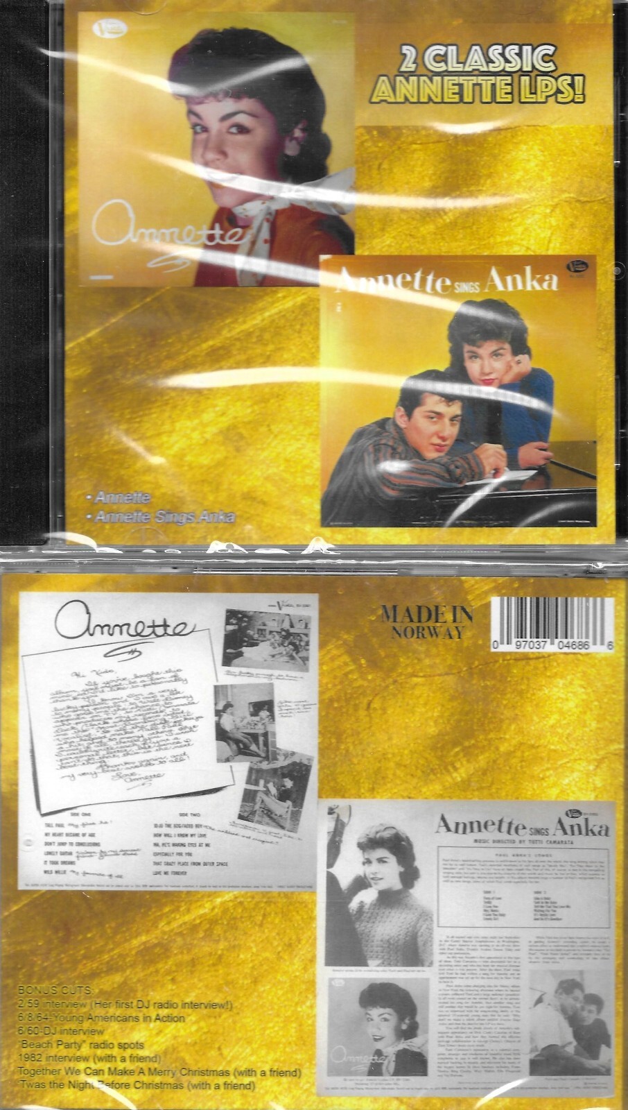 ANNETTE FUNICELLO-Annette/Annette Sings Anka 2 LPS ON 1 CD | eBay