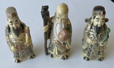 CHINESE THREE GODS LONGEVITY/PROSPERITY/HAPPINESS FIGURES STATUES ...