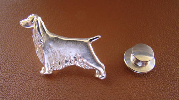Small Sterling Silver English Springer Spaniel Standing Study Lapel Pin ...