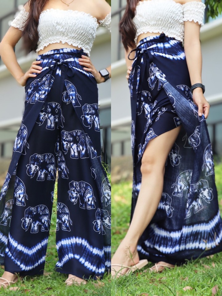 New Ladies Wide Leg Pants Palazzo Sarong Bohemian Gypsy Hippie Trousers ...
