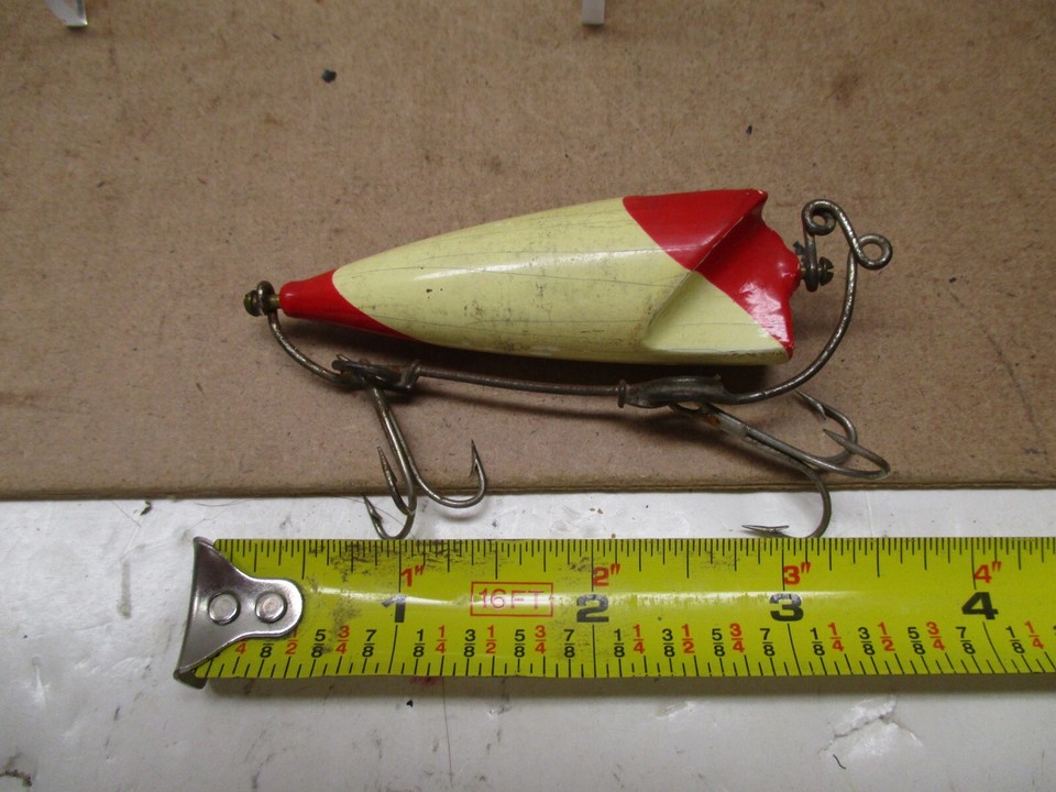 VINTAGE LURE ** Bite Em Bate * Revolving Bate White and Red *** RARE ...