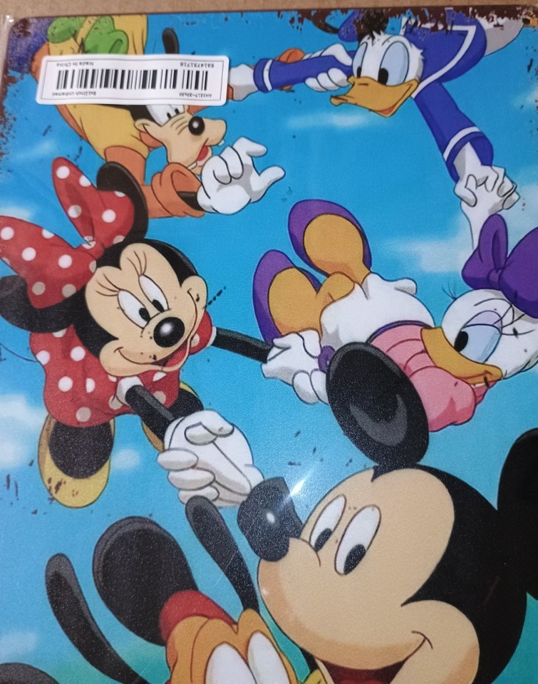 Disney Mickey & Minnie Mouse Pluto Donald Duck Goofy Metal Wall Sign ...