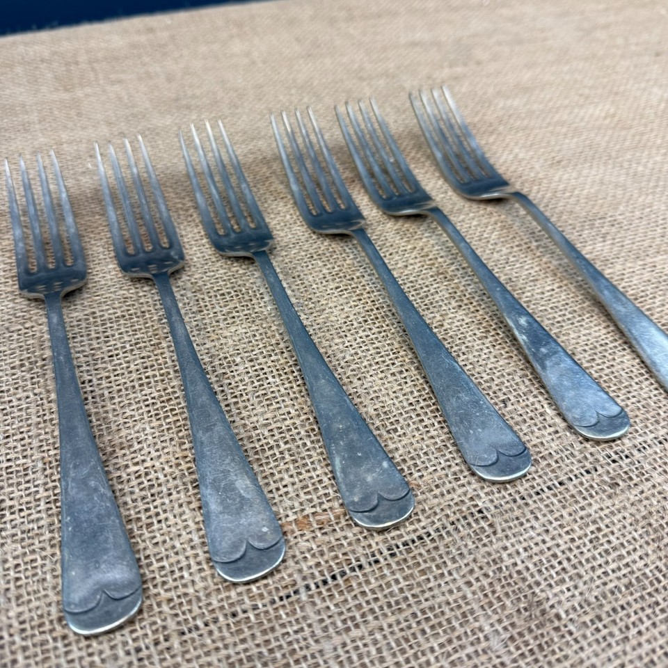 6 X VINTAGE NICKEL SILVER OLD ENGLISH PATTERN TABLE FORKS 19.5CM | eBay UK
