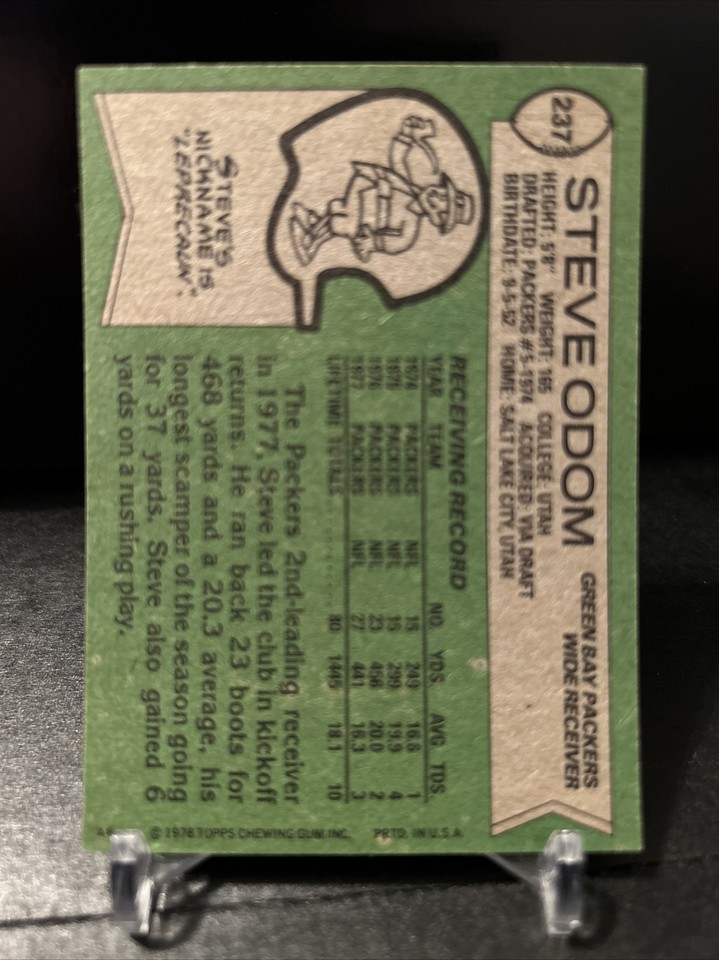 1978 Topps Football Steve Odom Green Bay Packers #237 | eBay