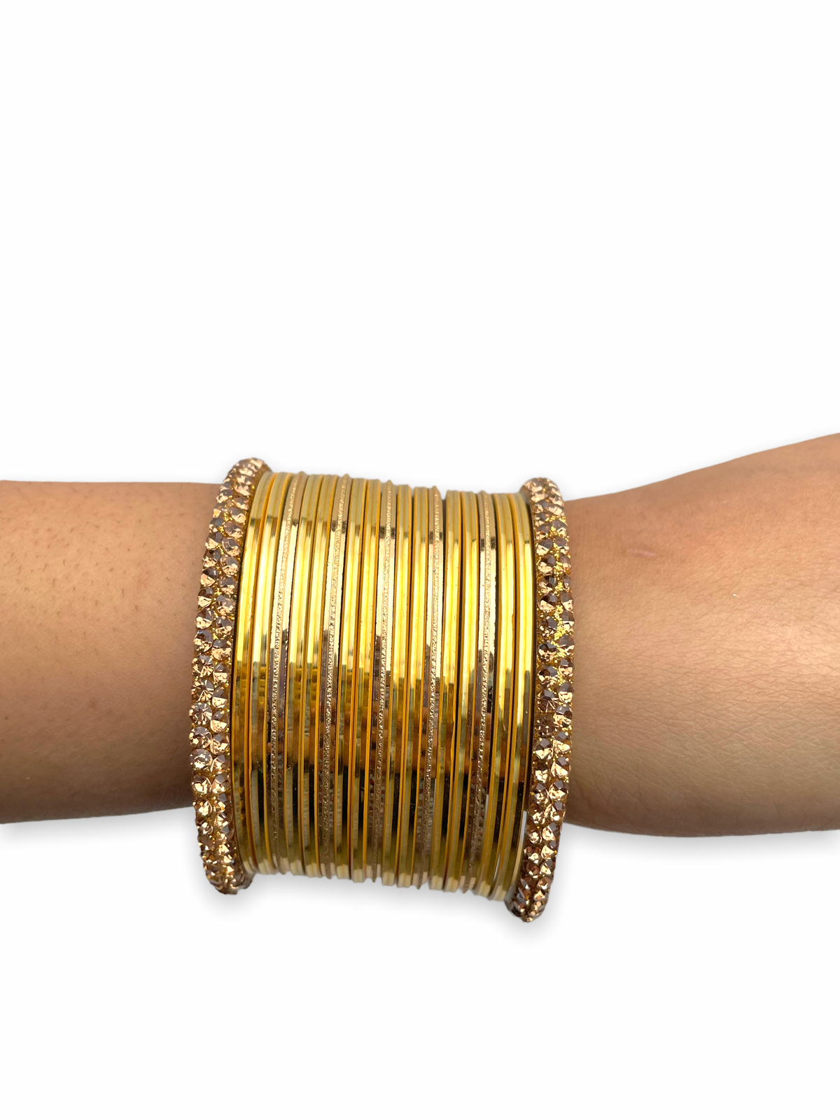 Chohan's simple Shiny Crystal gold churi kara bangle set, indian ...