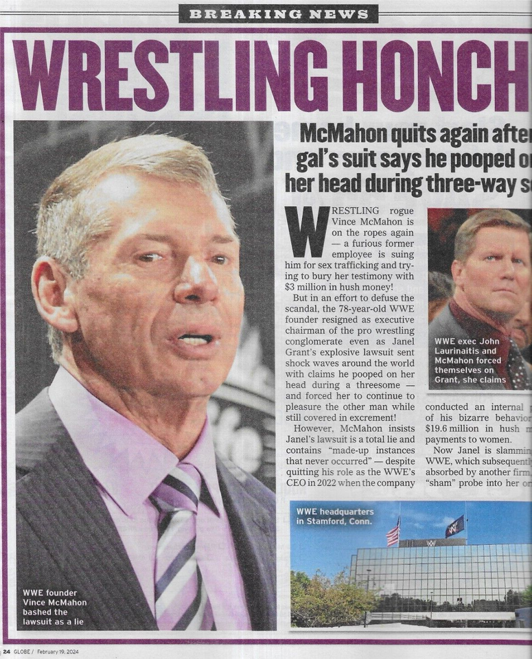 Globe Magazine King Charles Vince McMahon Cher Jason Statham Amelia ...