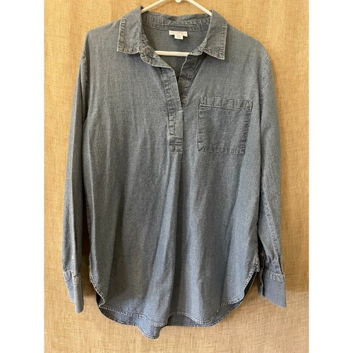 Liz Claiborne Simply Liz Denim Tunic Top Long Sleeve Casual Shirt ...