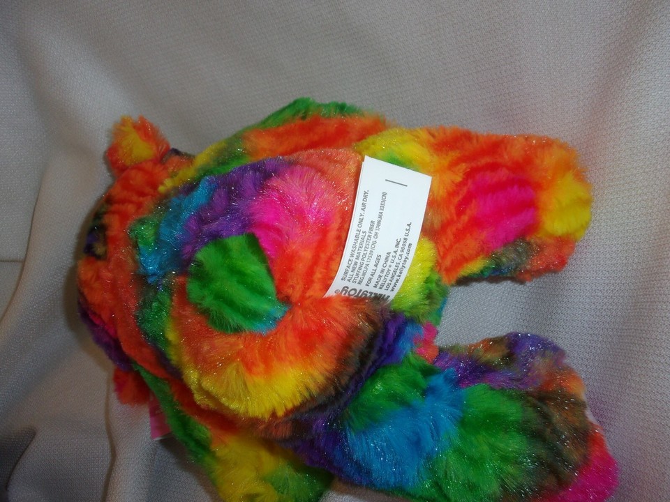 kelly toy kellytoy new nwt plush tye dye coloful heart bear lovey soft ...