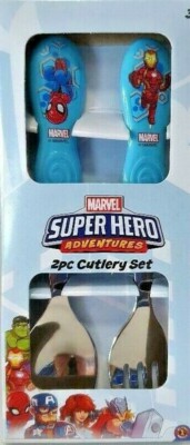 MARVEL AVENGERS SUPER HERO KIDS EASY GRIP FLATWARE SPOON & FORK CUTLERY ...