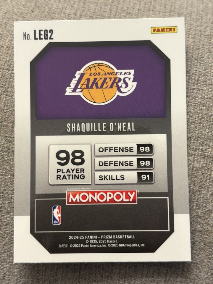 2024-25 Panini Prizm Monopoly LEG2 Shaquille O'Neal Lakers | eBay