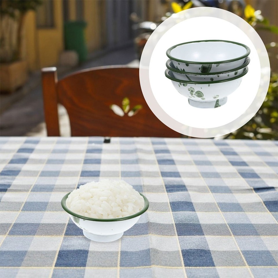 6Pcs Enamel Ice Cream Bowls Small Enamelware Metal Classic Round Cereal ...