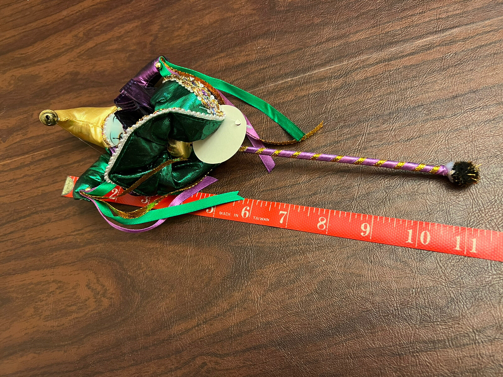 Mardi Gras Porcelain Head Jester Stick Decoration Carnival Gold Purple ...