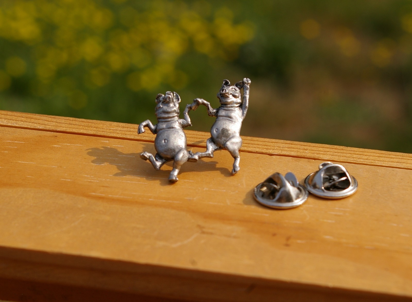 1981 Silver Tone Metal Dancing Pigs Lapel Pin Pinback | eBay