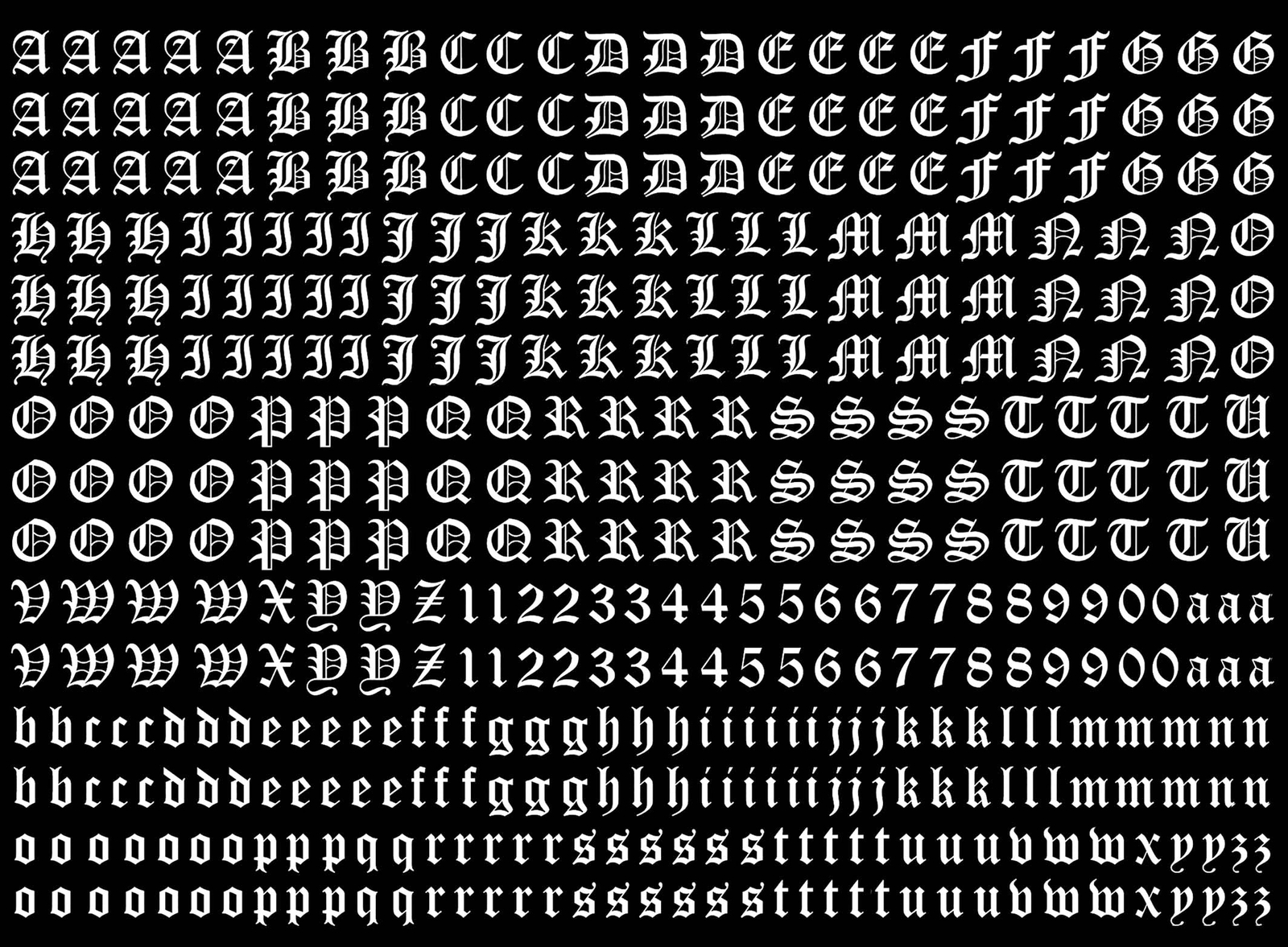 Old English Fonts Alphabet