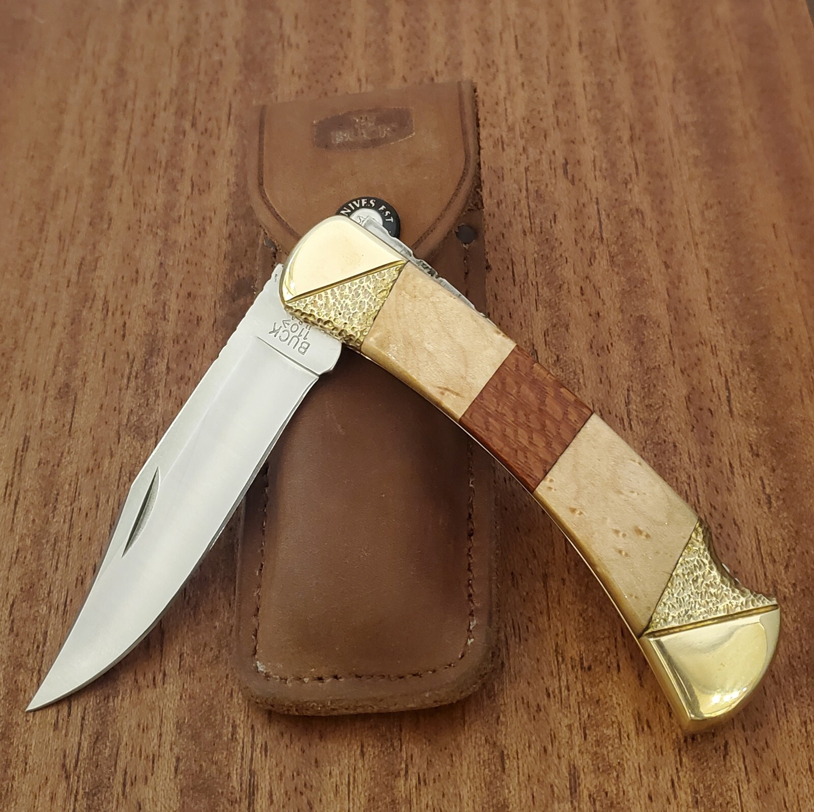 Buck Knives Customized 110 Folding Hunter Wood Inlays, Filework ...