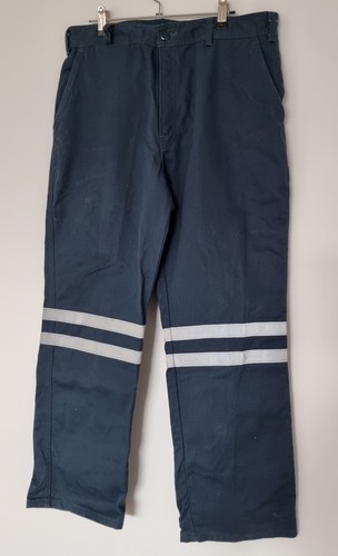 Hard Yakka Cotton Blue Work Pants with Hi Vis 3M Reflective Tape 92ST ...