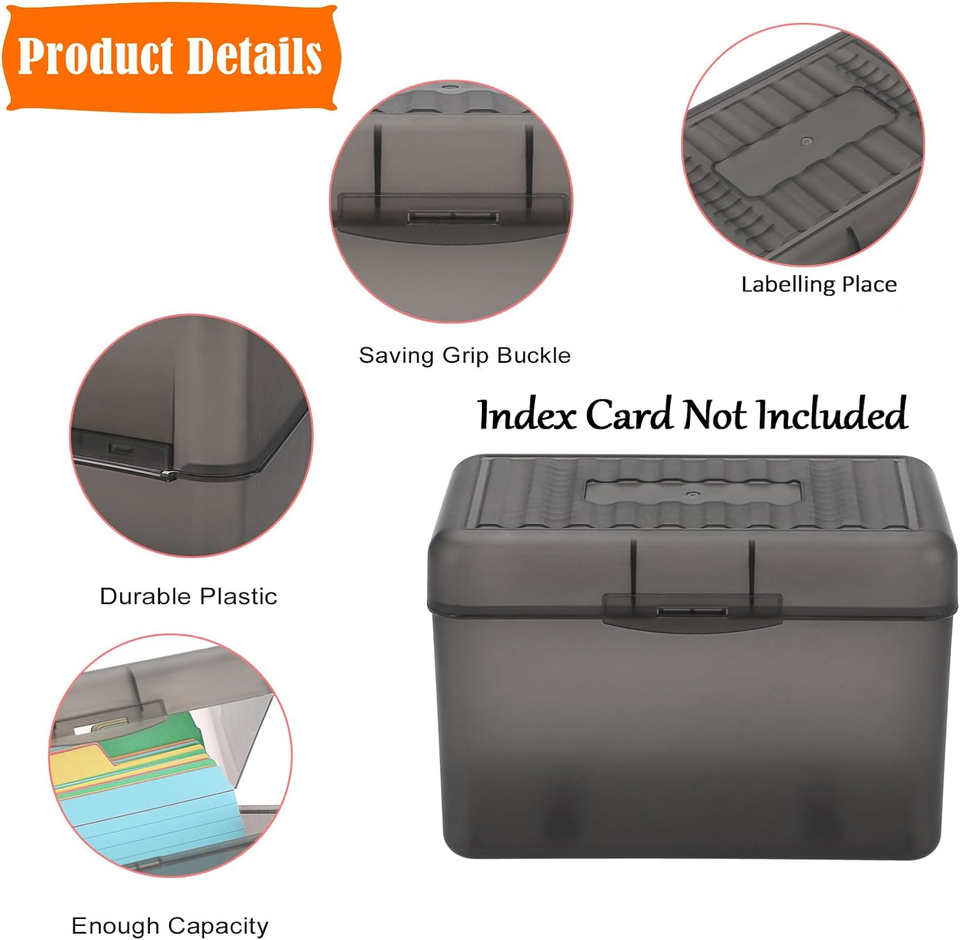1 Pack 4 X 6 Inch Index Card Box-Index Card Holder Notecard Box Recipe ...