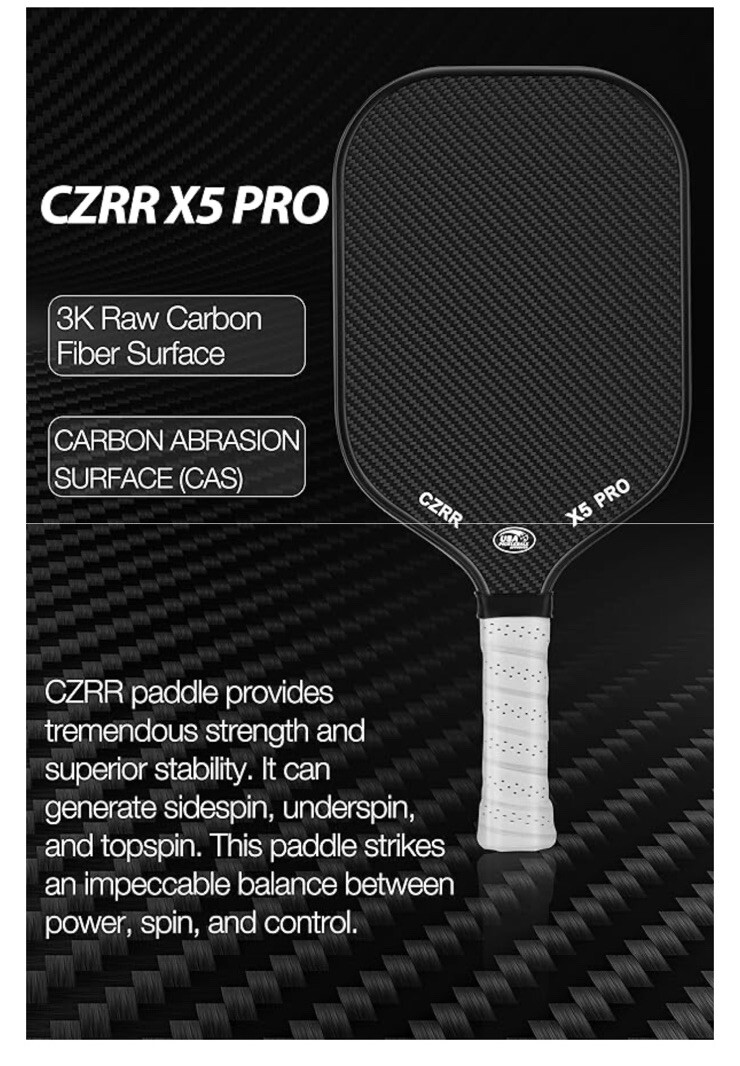 CZRR X5 PRO Pickleball Paddle With Zip Up Cover New USA Pickleball Approved | eBay