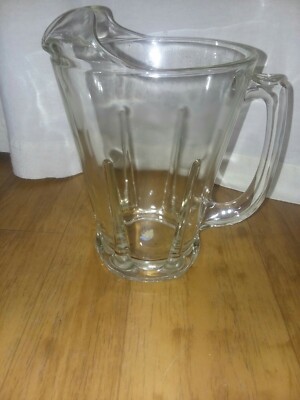 Heavy Glass Pitcher with Vertical Lines | eBay
