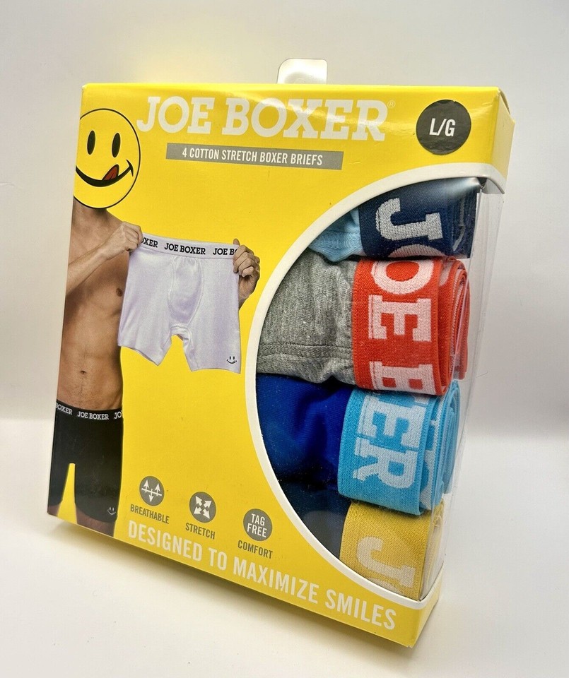 New Joe Boxer Men's 4 Pack Cotton Stretch Boxer Briefs Sizes S, M, L ...