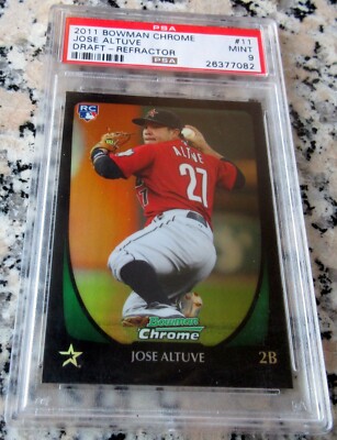 JOSE ALTUVE 2011 Bowman Chrome Refractor Rookie Card RC Logo PSA 9 MINT ...