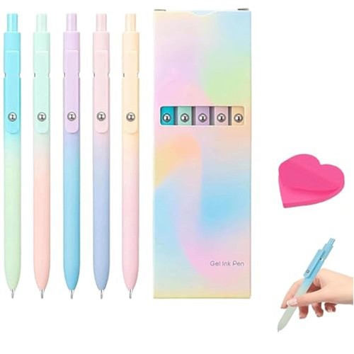 5Pcs Push-type Signature Pens Aurora Gradient Color Black Pen | eBay ...