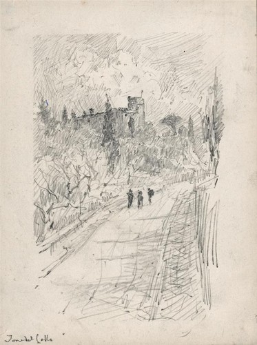 Small Pencil Drawing - Victor Charles Ames - Figures In Landscape ...