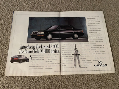 Vintage 1990 LEXUS LS-400 LS400 SEDAN Car Print Ad "BRAIN CHILD OF ...