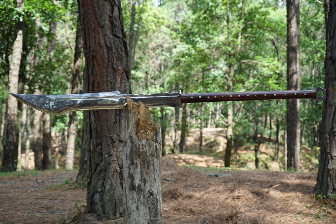 Custom Handmade Carbon Steel Blade Two Handed Machete Sword - Hunting ...