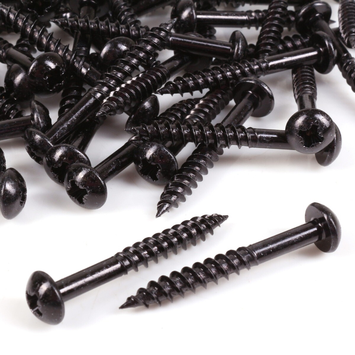 TIMCO TWIN THREADED WOOD SCREWS 8G x 2" Black Japanned Finish Round ...