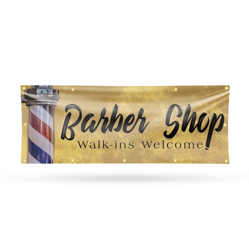 Barber Shop Walk Ins Welcome Vinyl Banner Sign with Metal Grommets ...