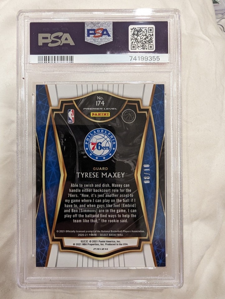 2020 Panini Select #174 Tyrese Maxey Gold Disco /10 PSA 9 Rookie RC ...