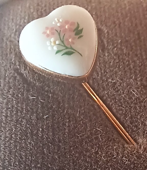 Vintage LENOX Gold-filled Stickpin w/ Porcelain Heart in Original Box ...